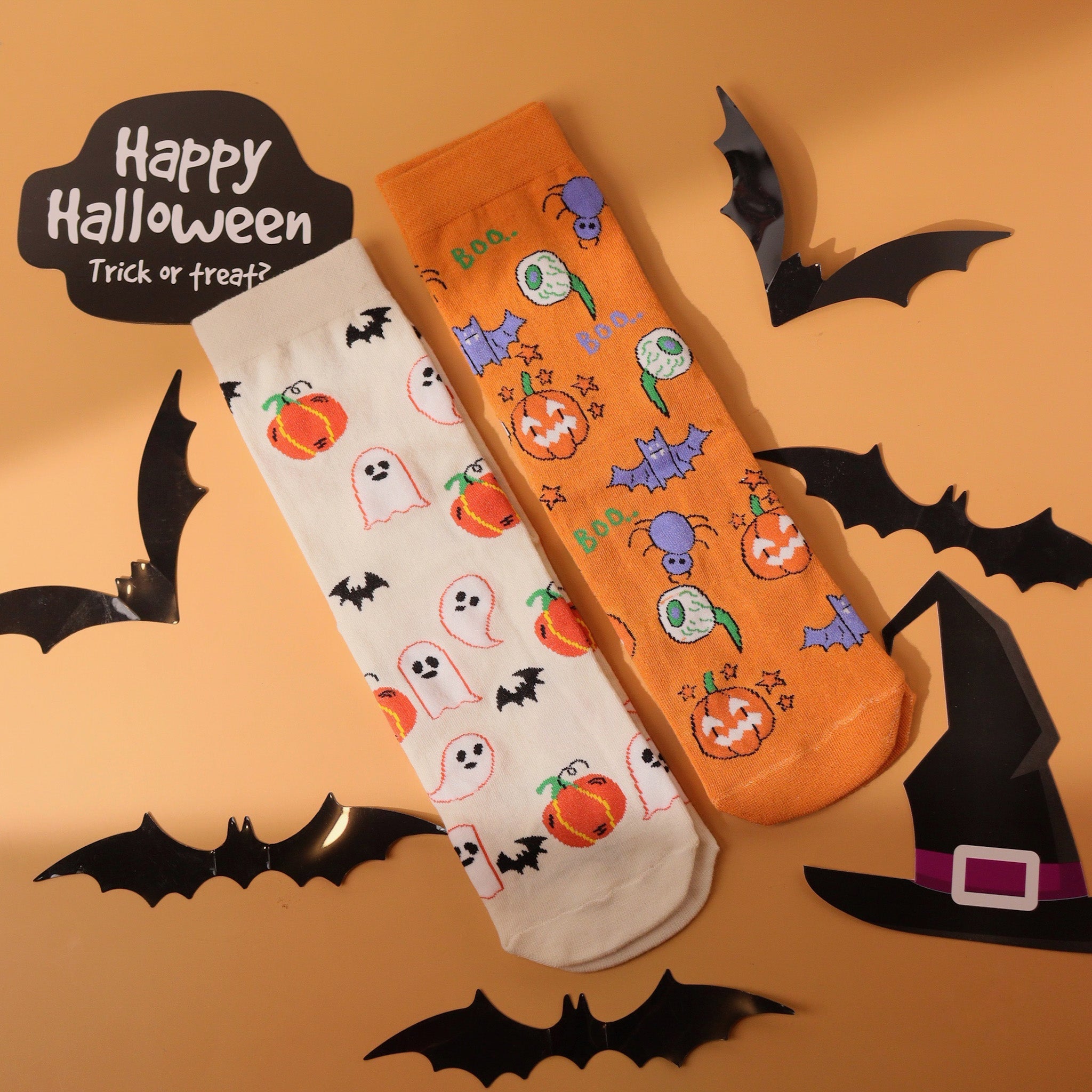 Halloween Socks for Men & Women – Fun Ghost & Pumpkin Designs, Soft ...